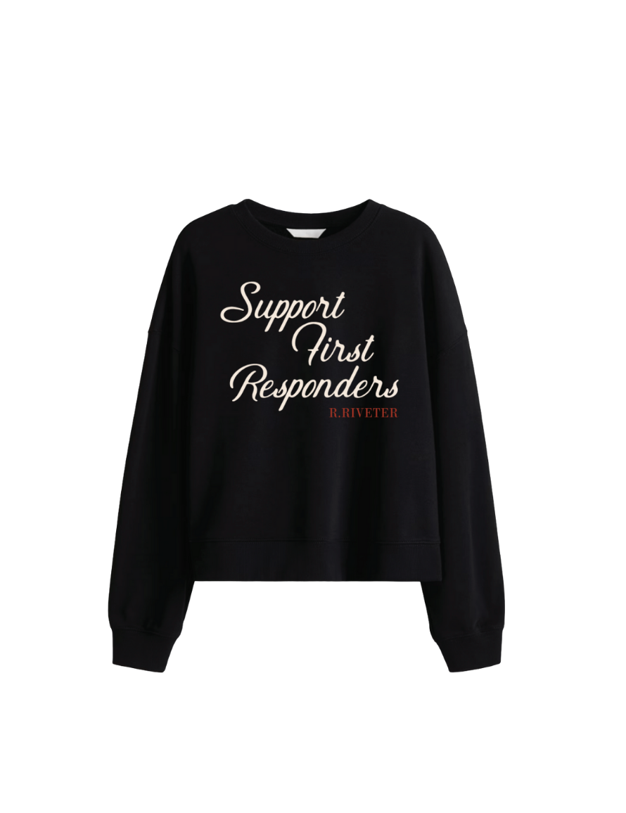 Black Crewneck Sweatshirt | Support First Responders – R. Riveter