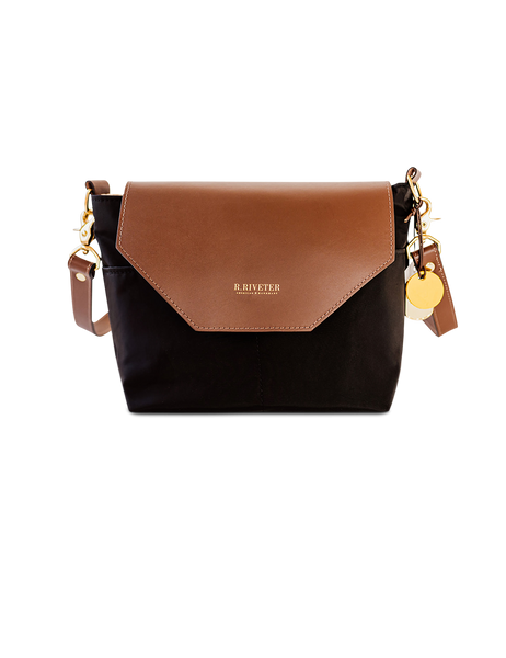 Crossbody Bags R Riveter Handbags Hobby Black Nylon Brown Leather – Riveter